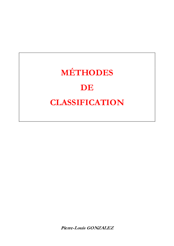(PDF) MÉTHODES DE CLASSIFICATION