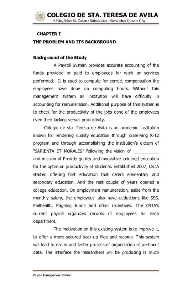 (DOC) CHAPTER I THE PROBLEM AND ITS BACKGROUND Background of the Study