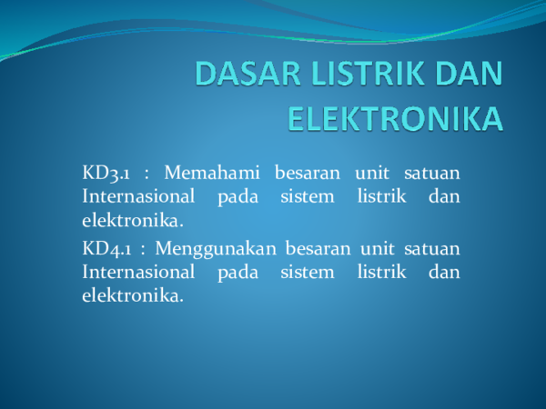 (PPT) DASAR LISTRIK DAN ELEKTRONIKA