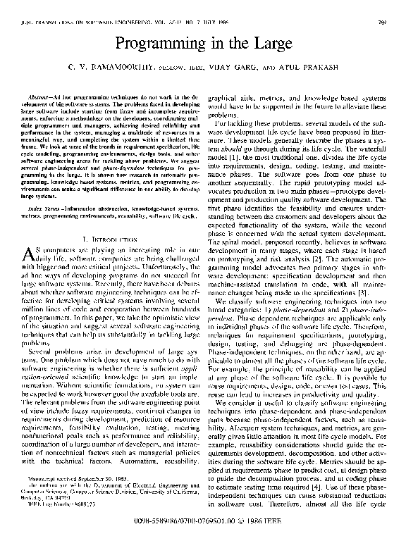 (PDF) Programming in the Large