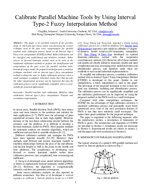 (DOC) Calibrate Parallel Machine Tools by Using Interval Type-2 Fuzzy ...