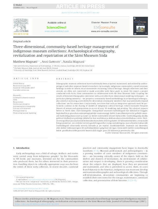 (PDF) Three-dimensional, community-based heritage management of ...
