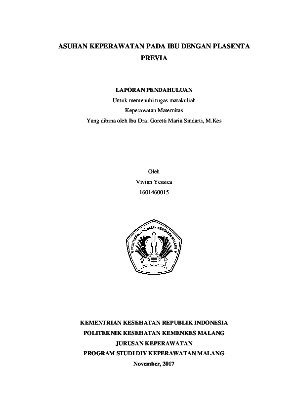 (DOC) ASUHAN KEPERAWATAN PADA IBU DENGAN PLASENTA PREVIA