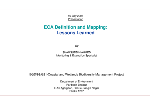 (PDF) ECA Definition and Mapping: Lessons Learned