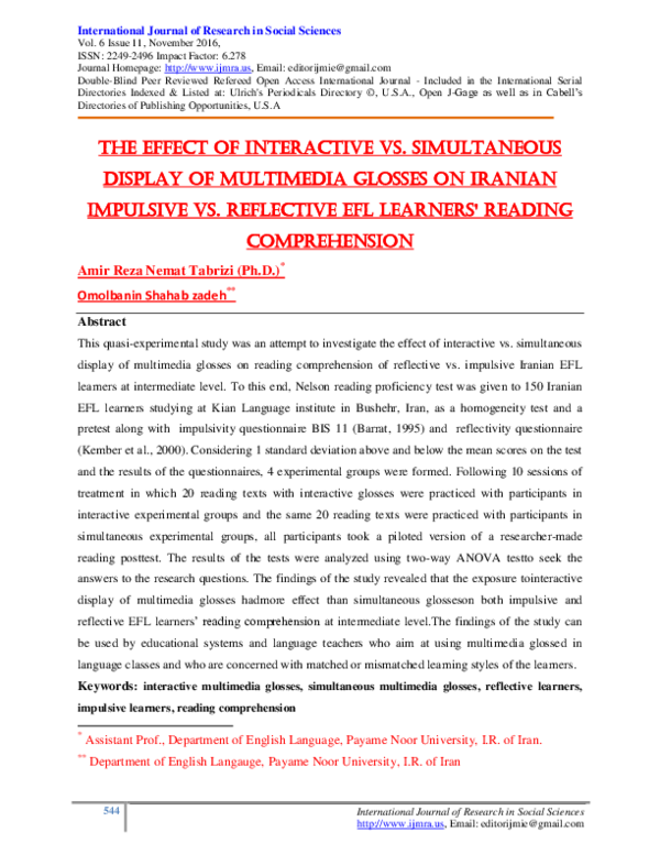 (PDF) The Effect of Interactive vs. Simultaneous Display of Multimedia ...