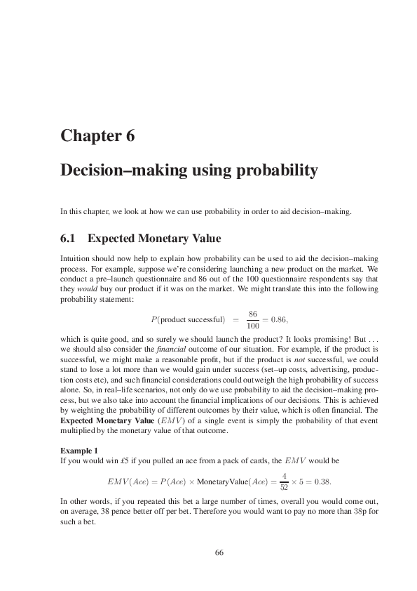 (PDF) Chapter 6 Decision–making using probability
