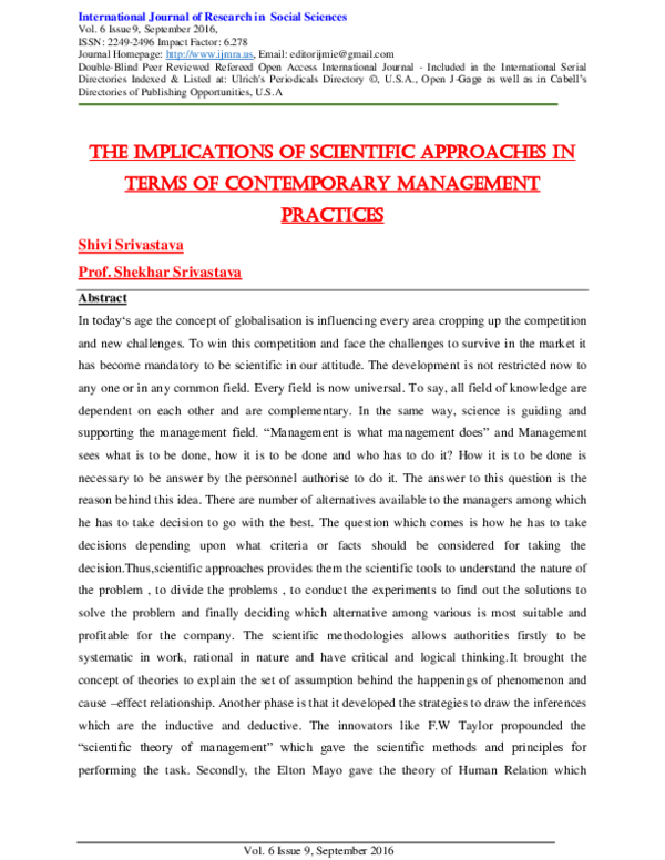 (PDF) The Implications of Scientific Approaches In Terms Of ...