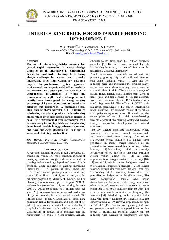 (PDF) INTERLOCKING BRICK FOR SUSTANABLE HOUSING DEVELOPMENT