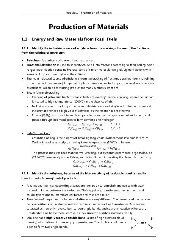 (PDF) Module 1 – Production of Materials Production of Materials 1.1 ...