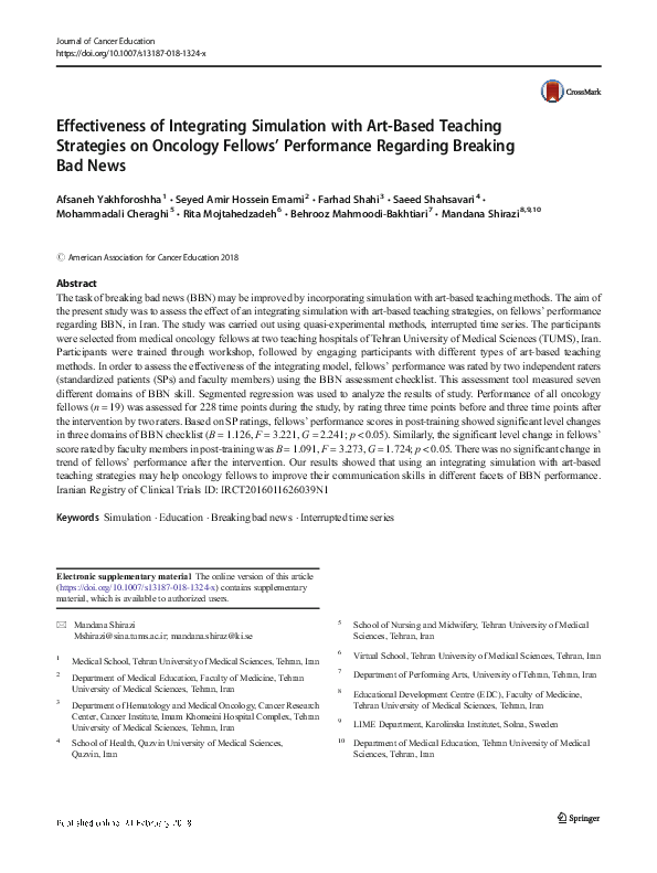 (PDF) Effectiveness of Integrating Simulation with Art-Based Teaching Strategies on Oncology ...