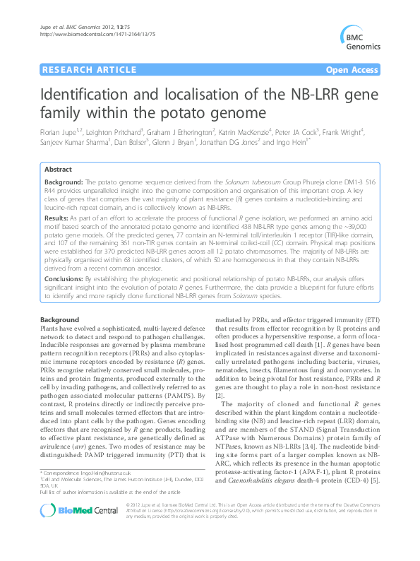 (PDF) Identification and localisation of the NB-LRR gene family within ...