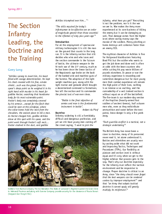 (PDF) The Section Infantry Leading, the Doctrine and the Training
