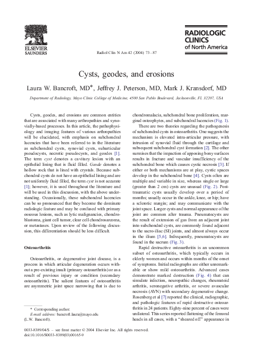 (PDF) Cysts, geodes, and erosions