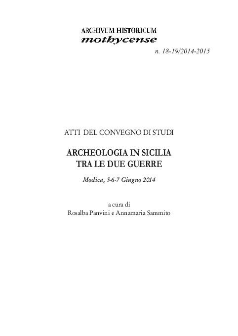 (PDF) R.Panvini-M.Congiu, Ricerche archeologiche e studi nella Sicilia ...