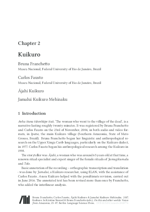 (PDF) Chapter 2 Kuikuro