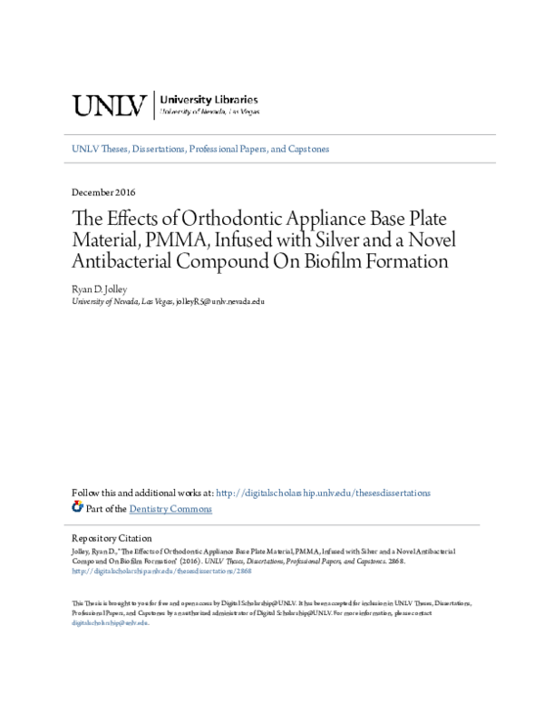 (PDF) The Effects of Orthodontic Appliance Base Plate Material, PMMA ...