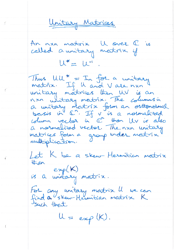 (PDF) Unitary Matrices: Worked Examples | Dr. J. M. Ashfaque (MInstP ...
