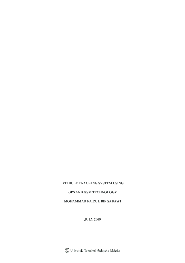 Pdf Vehicle Tracking System Using Gps And Gsm Technology
