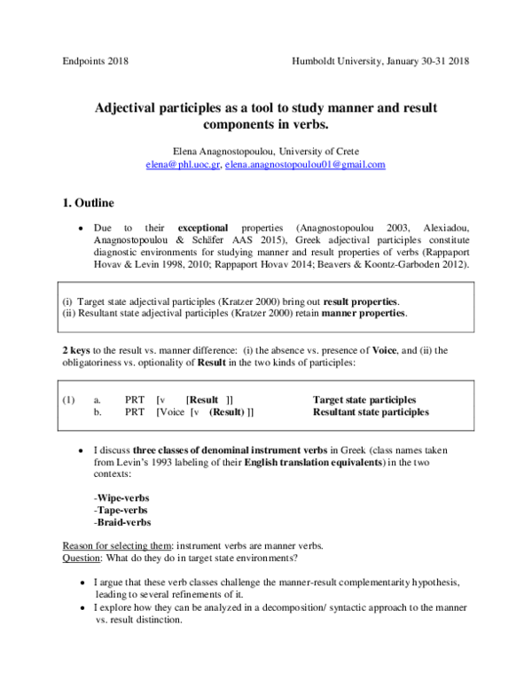 (PDF) Adjectival participles as a tool to study manner and result ...