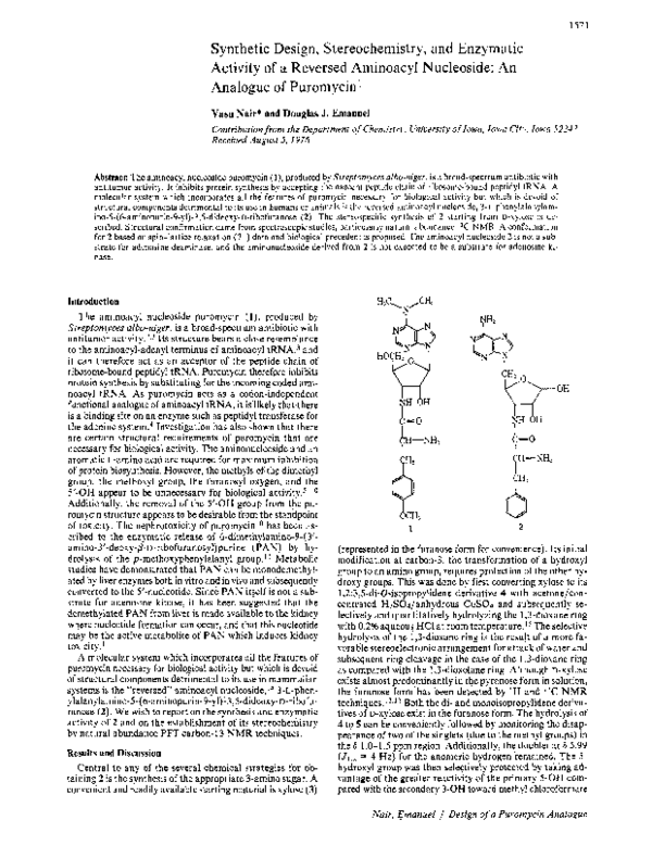 (PDF) Synthetic design, stereochemistry, and enzymic activity of a ...