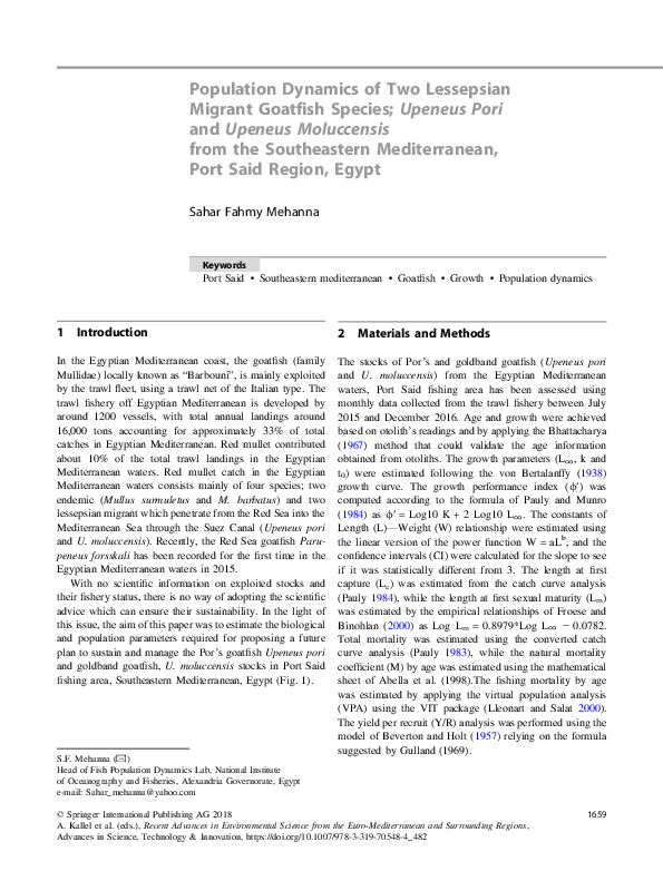 (PDF) Population Dynamics of Two Lessepsian Migrant Goatfish Species ...