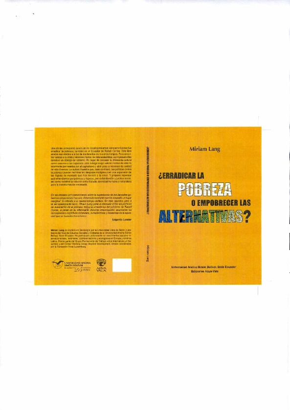 (PDF) ¿Erradicar la pobreza o empobrecer las alternativas?- Introduccion