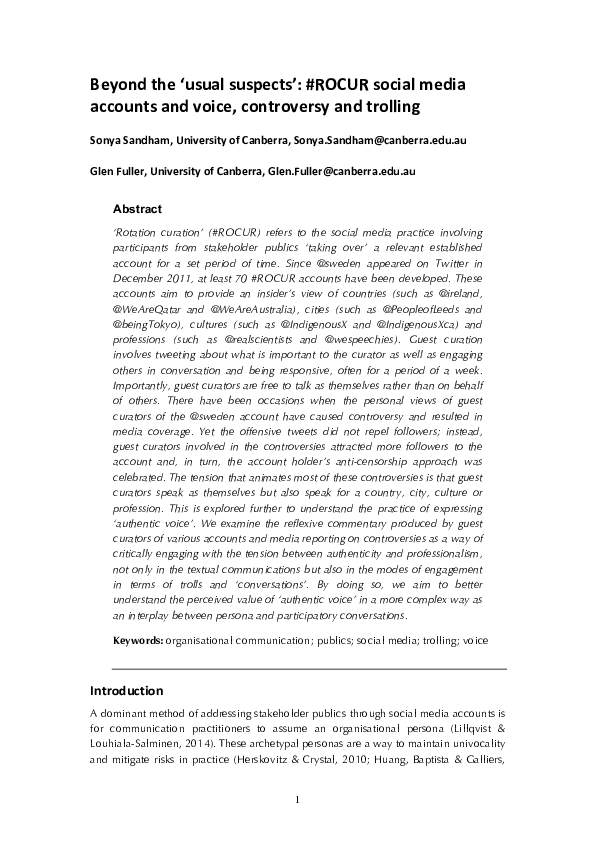 (PDF) Beyond the 'usual suspects': #ROCUR social media accounts and ...