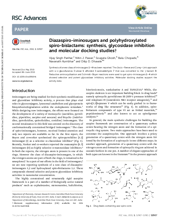 (PDF) Diazaspiro-iminosugars and polyhydroxylated spiro-bislactams ...