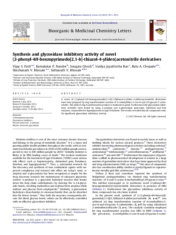 (PDF) Synthesis and glycosidase inhibitory activity of novel (2-phenyl-4H-benzopyrimedo[2,1-b ...