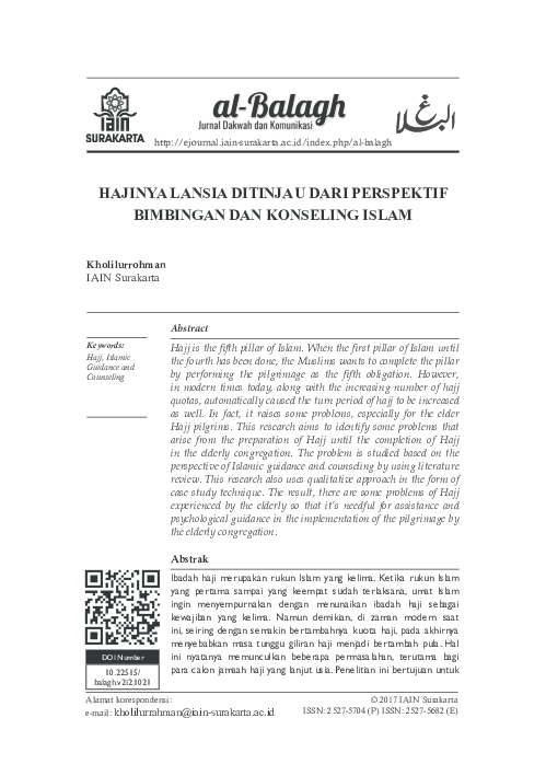 (PDF) HAJINYA LANSIA DITINJAU DARI PERSPEKTIF BIMBINGAN DAN KONSELING ISLAM