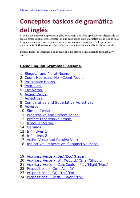 (DOC) Conceptos básicos de gramática del inglés