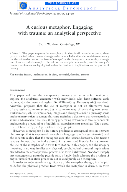 (PDF) A curious metaphor. Engaging with trauma: an analytical perspective