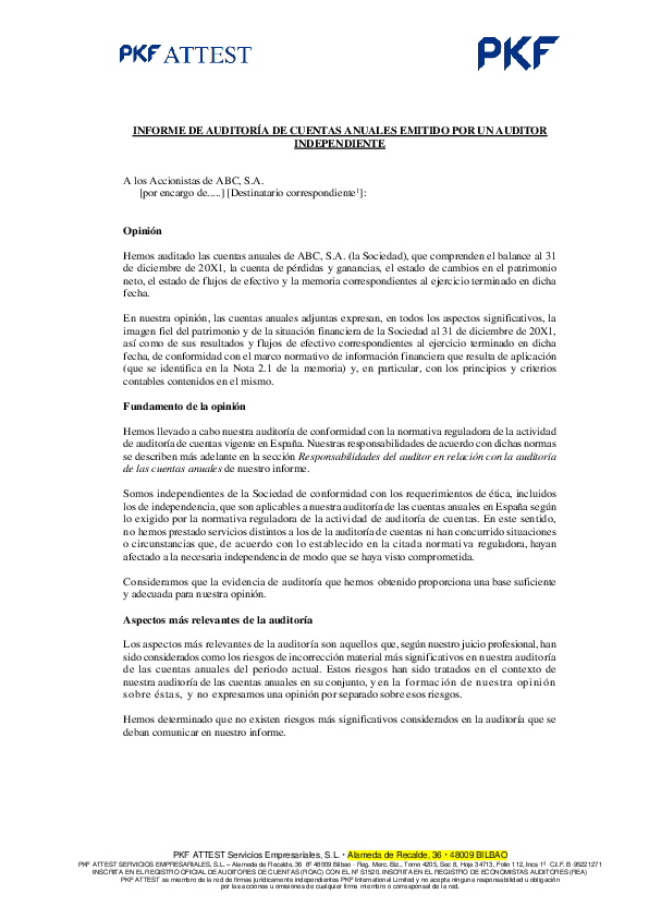 (DOC) INFORME DE AUDITORÍA DE CUENTAS ANUALES EMITIDO POR UN AUDITOR INDEPENDIENTE