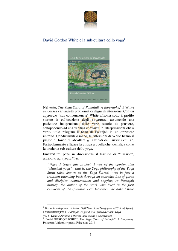 (PDF) David Gordon White vs la sub-cultura dello yoga