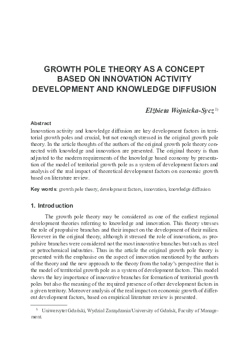 (PDF) GROWTH POLE THEORY AS A CONCEPT BASED ON INNOVATION ACTIVITY ...