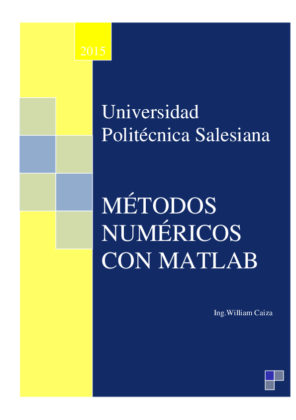 (PDF) MÉTODOS NUMÉRICOS CON MATLAB