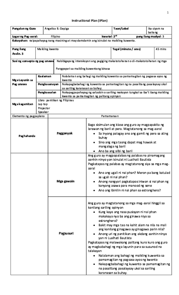 (PDF) Instructional Plan (iPlan