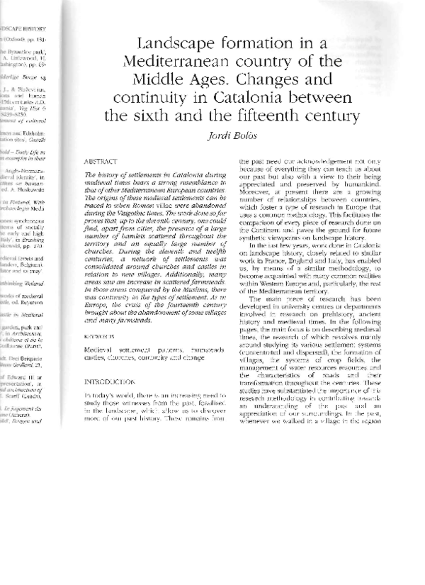 (PDF) LANDSCAPE FORMATION IN A MEDITERRANEAN COUNTRY OF THE MIDDLE AGES ...