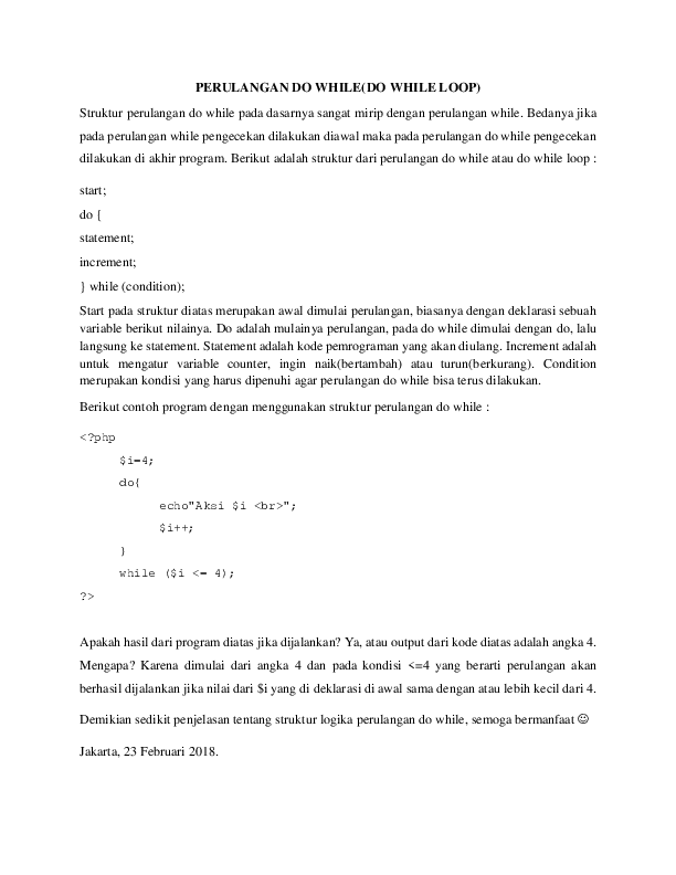 (PDF) PERULANGAN DO WHILE(DO WHILE LOOP