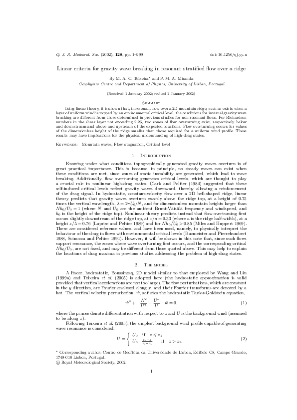 (PDF) Linear criteria for gravity‐wave breaking in resonant stratified ...