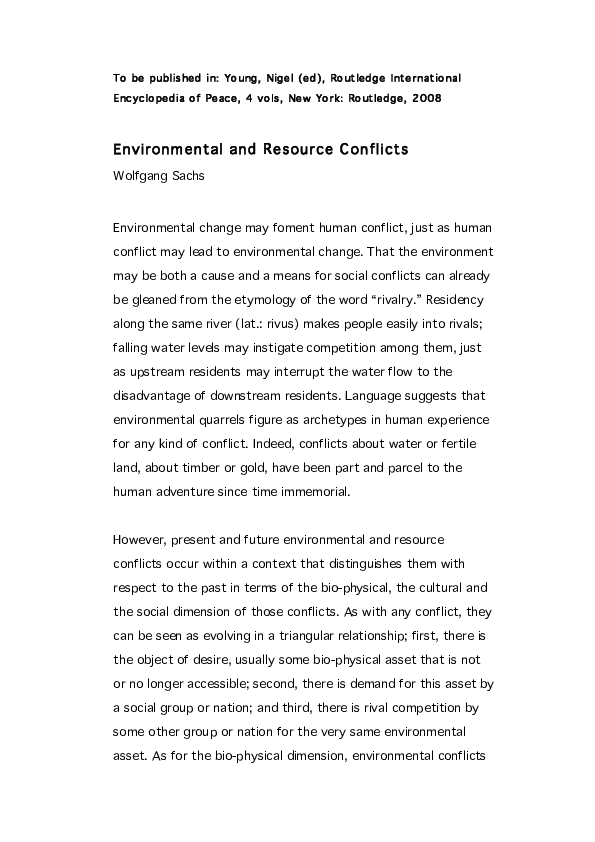 (PDF) Environmental and Resource Conflicts