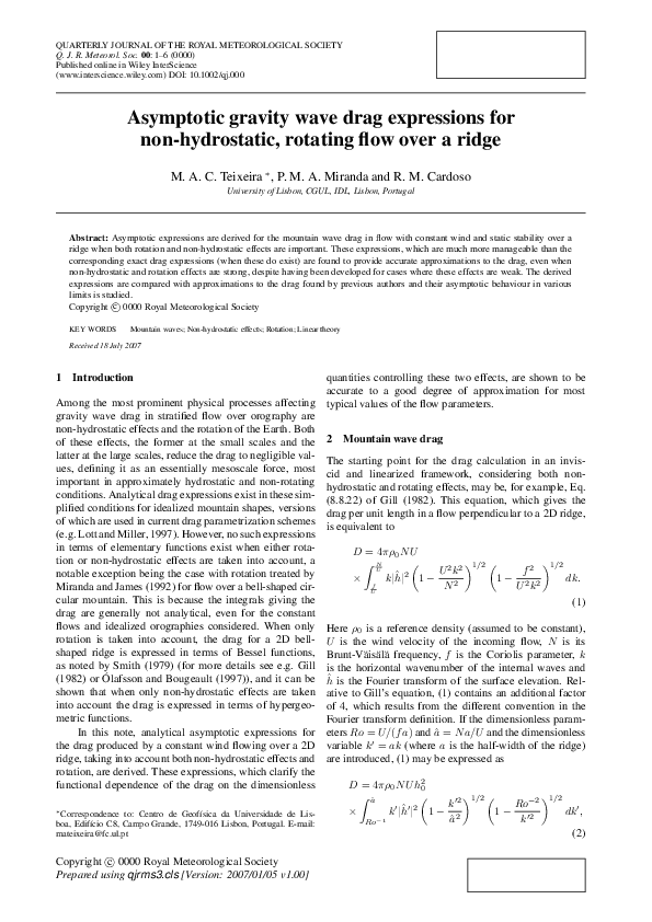 (PDF) Asymptotic gravity wave drag expressions for non‐hydrostatic ...