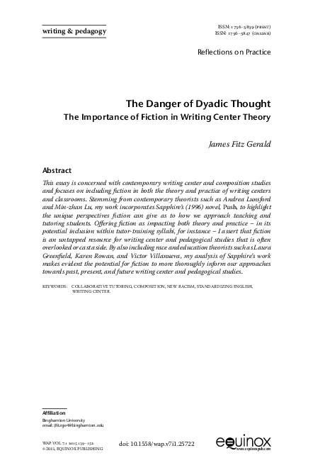(PDF) The Danger of Dyadic Thought: The Importance of Fiction in ...
