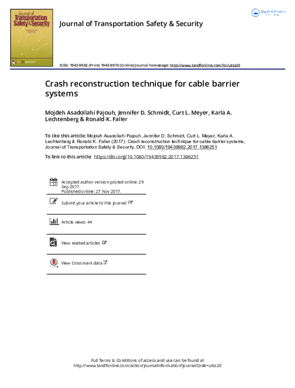 (PDF) Crash reconstruction technique for cable barrier systems