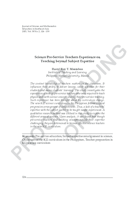 (PDF) Science Pre-Service Teachers Experience on Teaching beyond ...