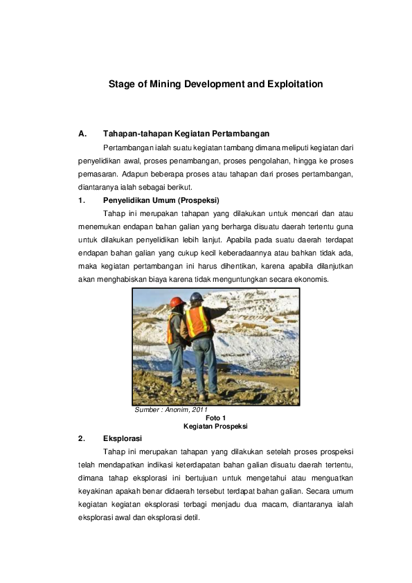 Doc Stage Of Mining Development And Exploitation