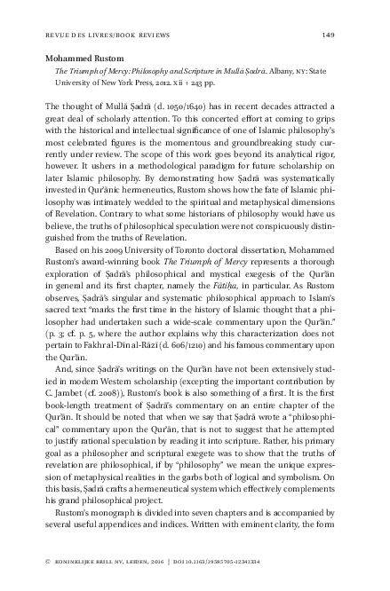 (PDF) Ramzi Taleb's Review of Rustom, The Triumph of Mercy (Studia ...