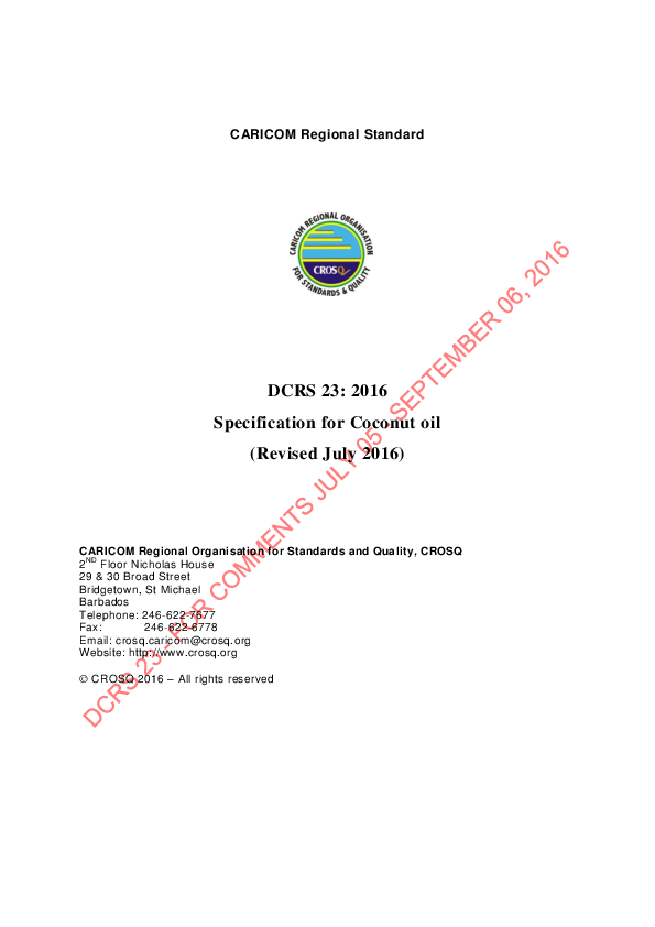 (PDF) CARICOM Regional Standard CARICOM Regional Organisation for ...