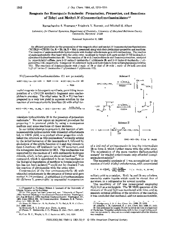 (PDF) Reagents for Bioorganic Synthesis: Preparation, Properties, and ...