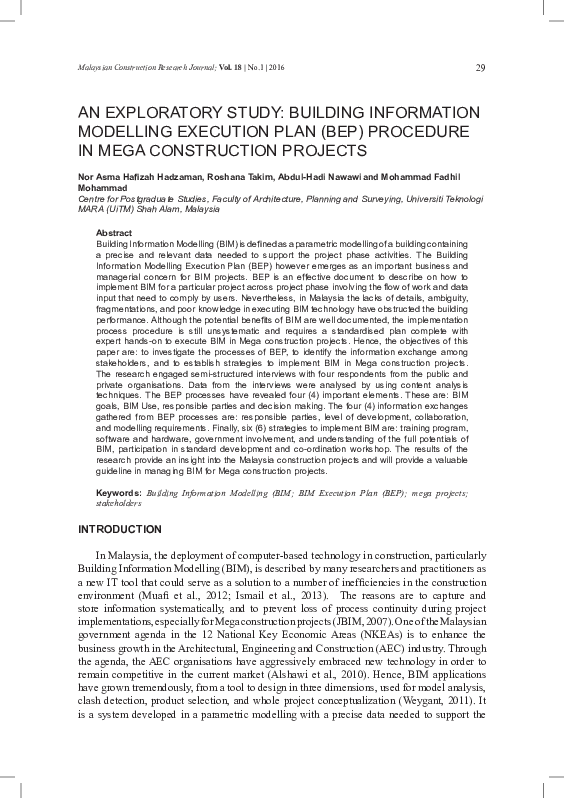 (PDF) AN EXPLORATORY STUDY: BUILDING INFORMATION MODELLING EXECUTION ...